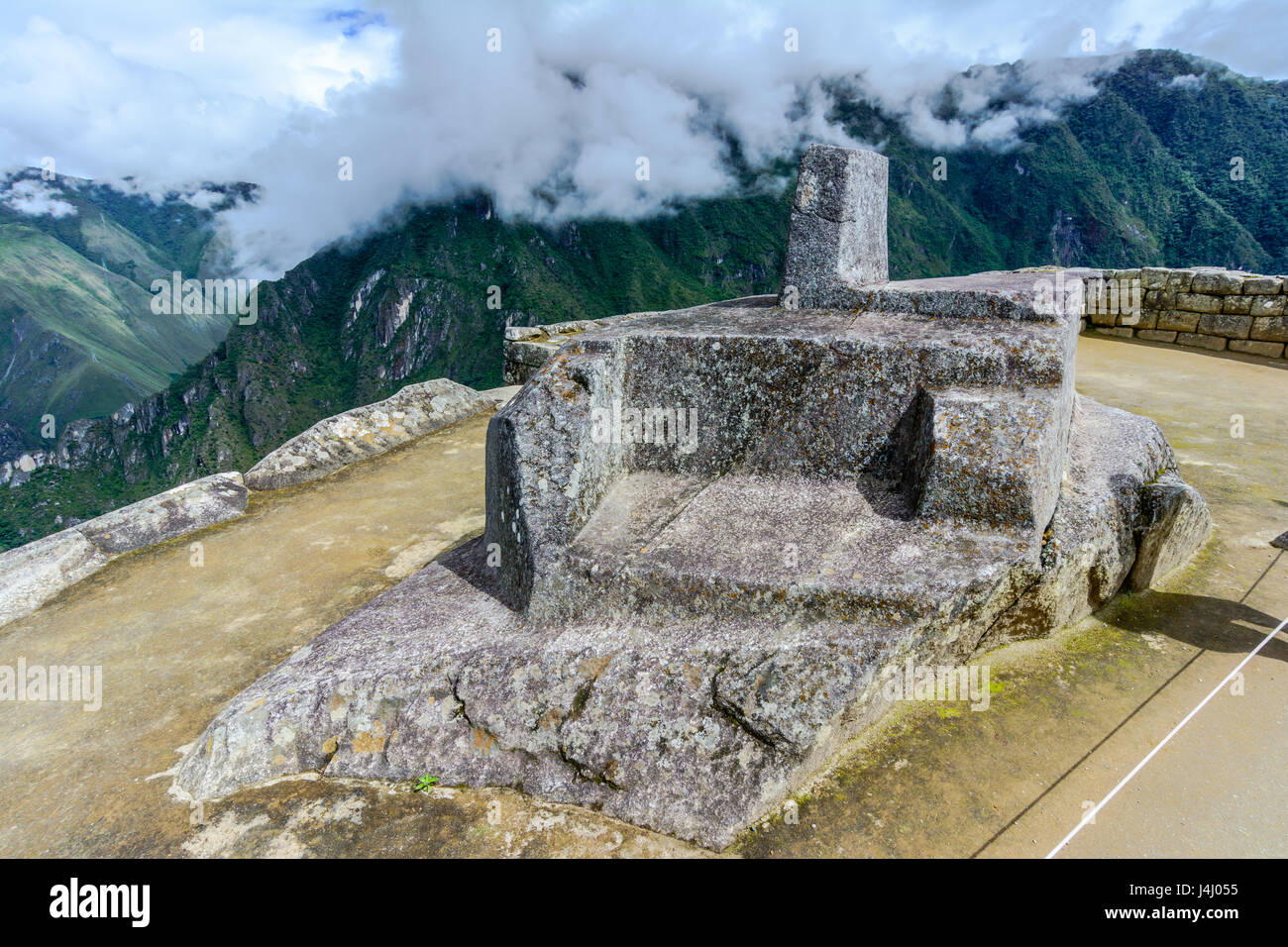 Intiwatana observatory rock in sacred city of Machu Picchu Stock Photo ...
