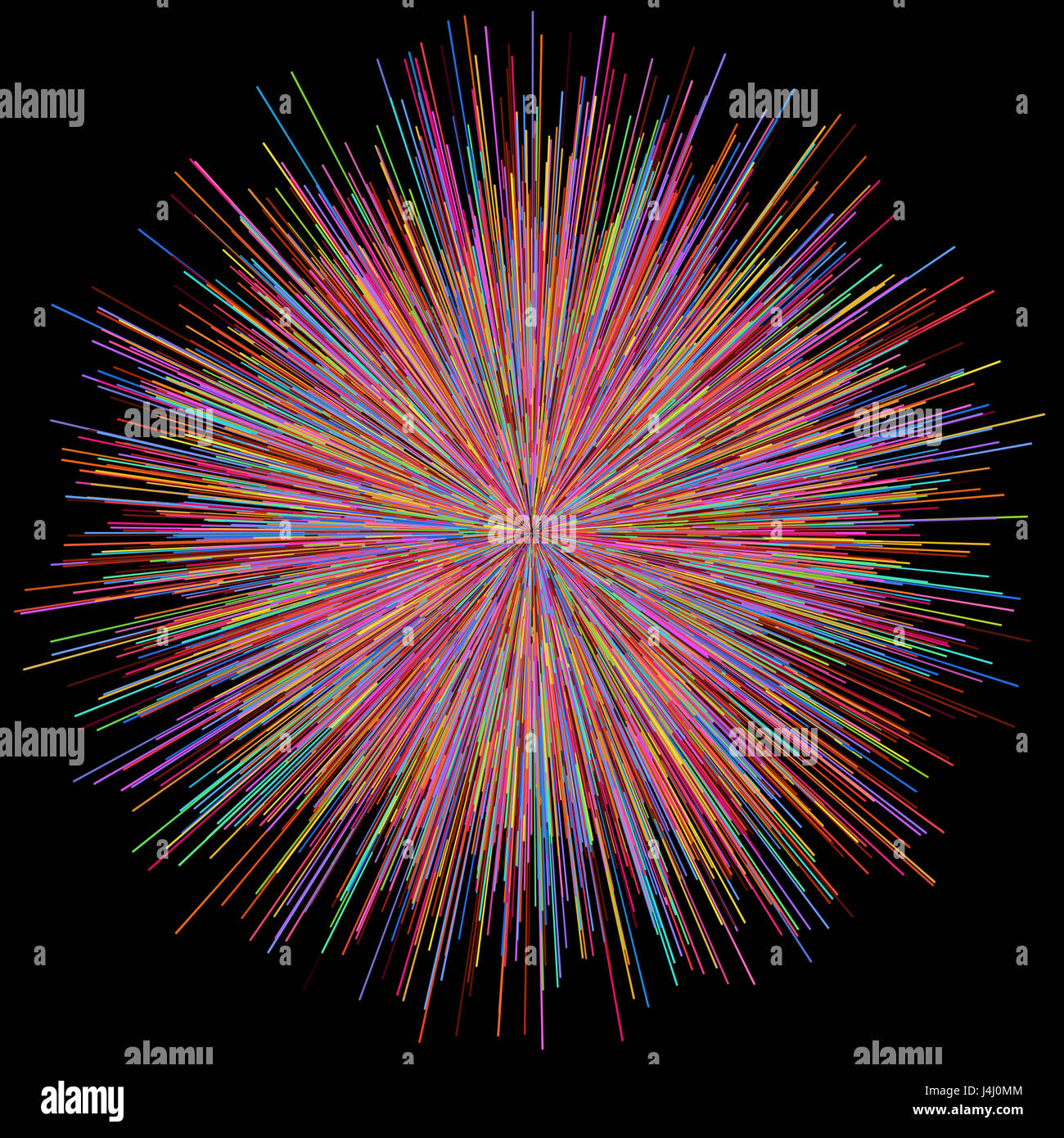 Abstract colorful explosion of fireworks against a dark background ...