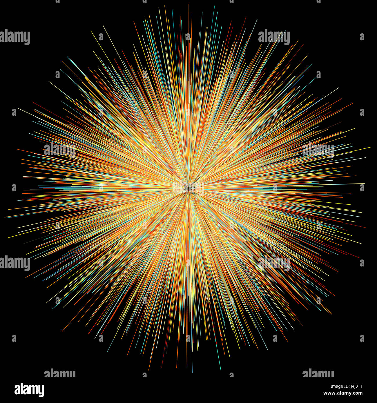Abstract colorful explosion of fireworks against a dark background ...