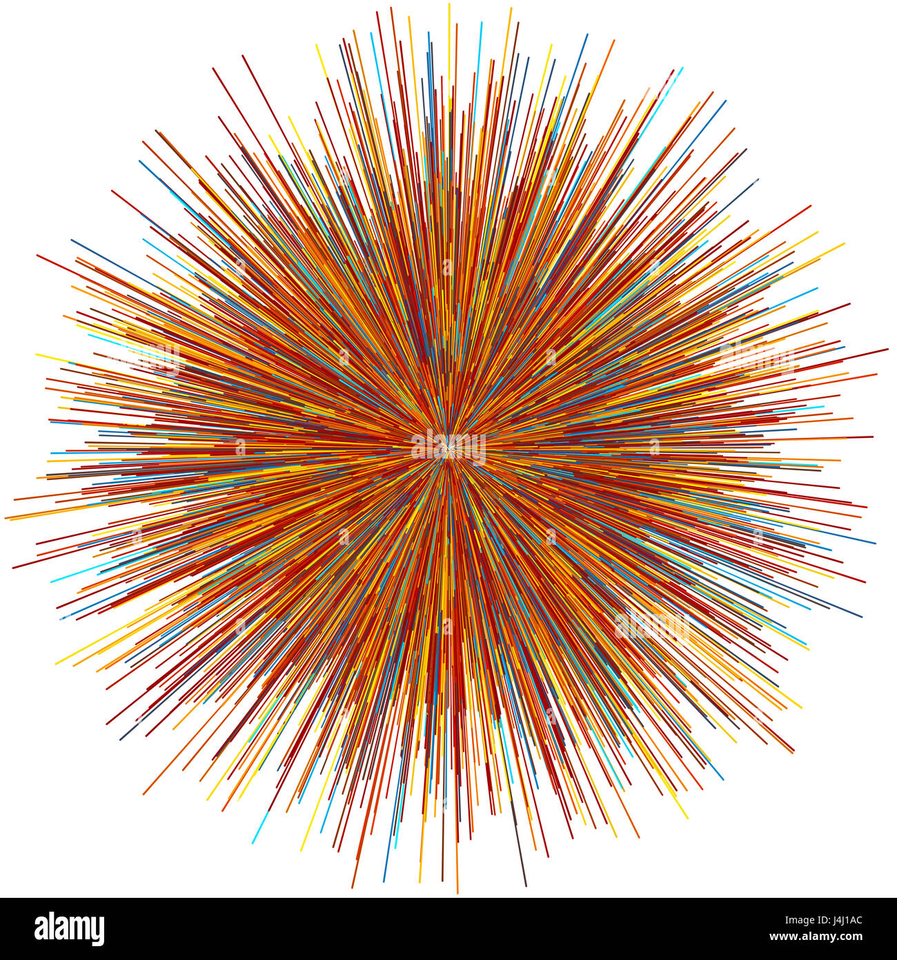 Abstract colorful explosion of fireworks against a white background ...