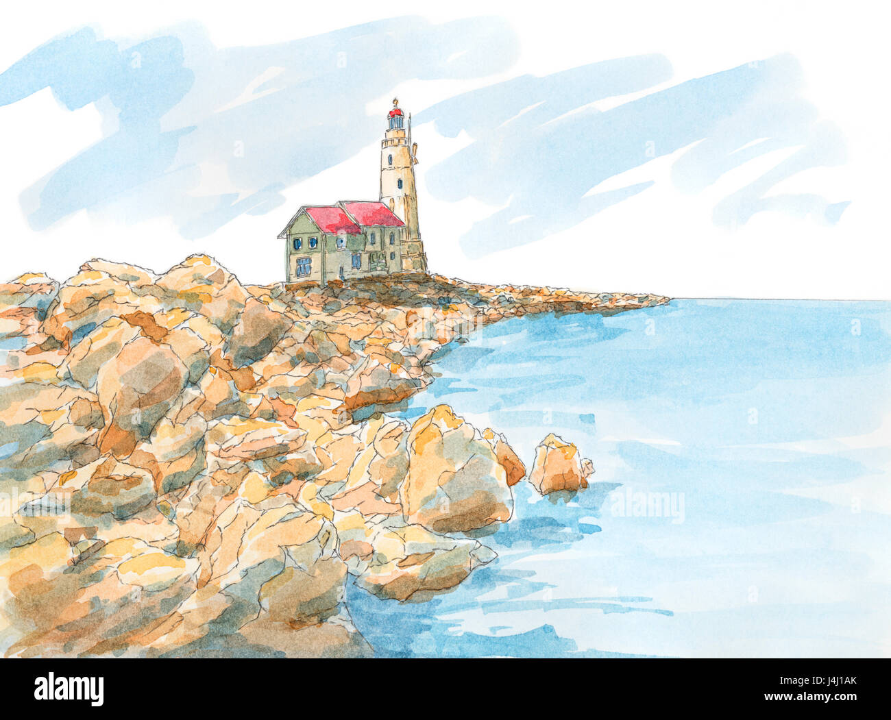 Lighthouse watercolor hi-res stock photography and images - Alamy