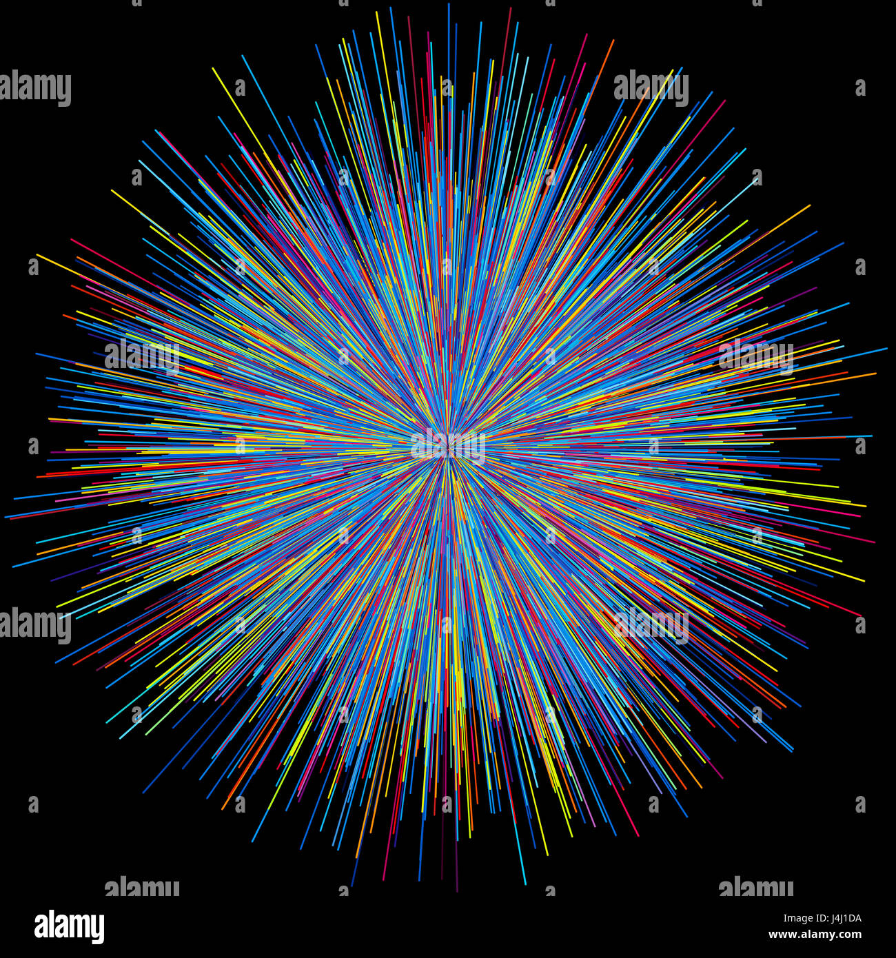 Abstract colorful explosion of fireworks against a dark background ...