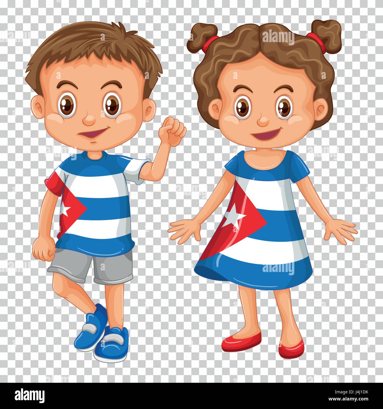 Boy and girl wearing shirts with Cuba flag illustration Stock Vector ...