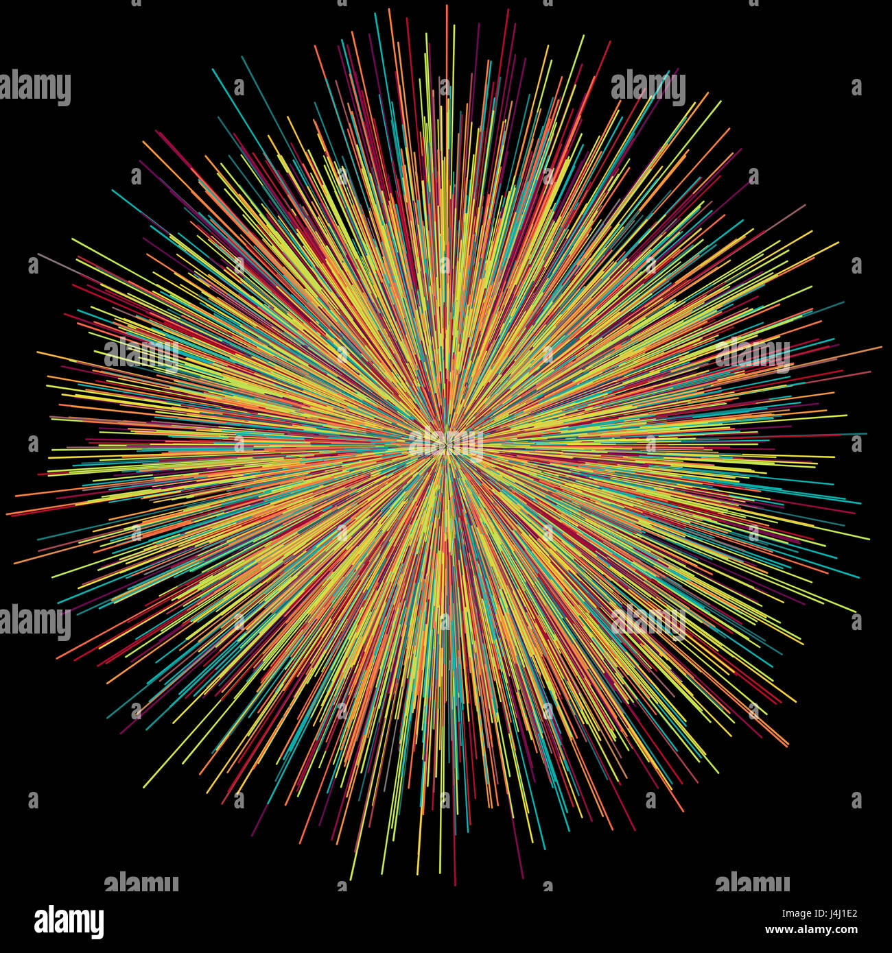 Abstract colorful explosion of fireworks against a dark background ...