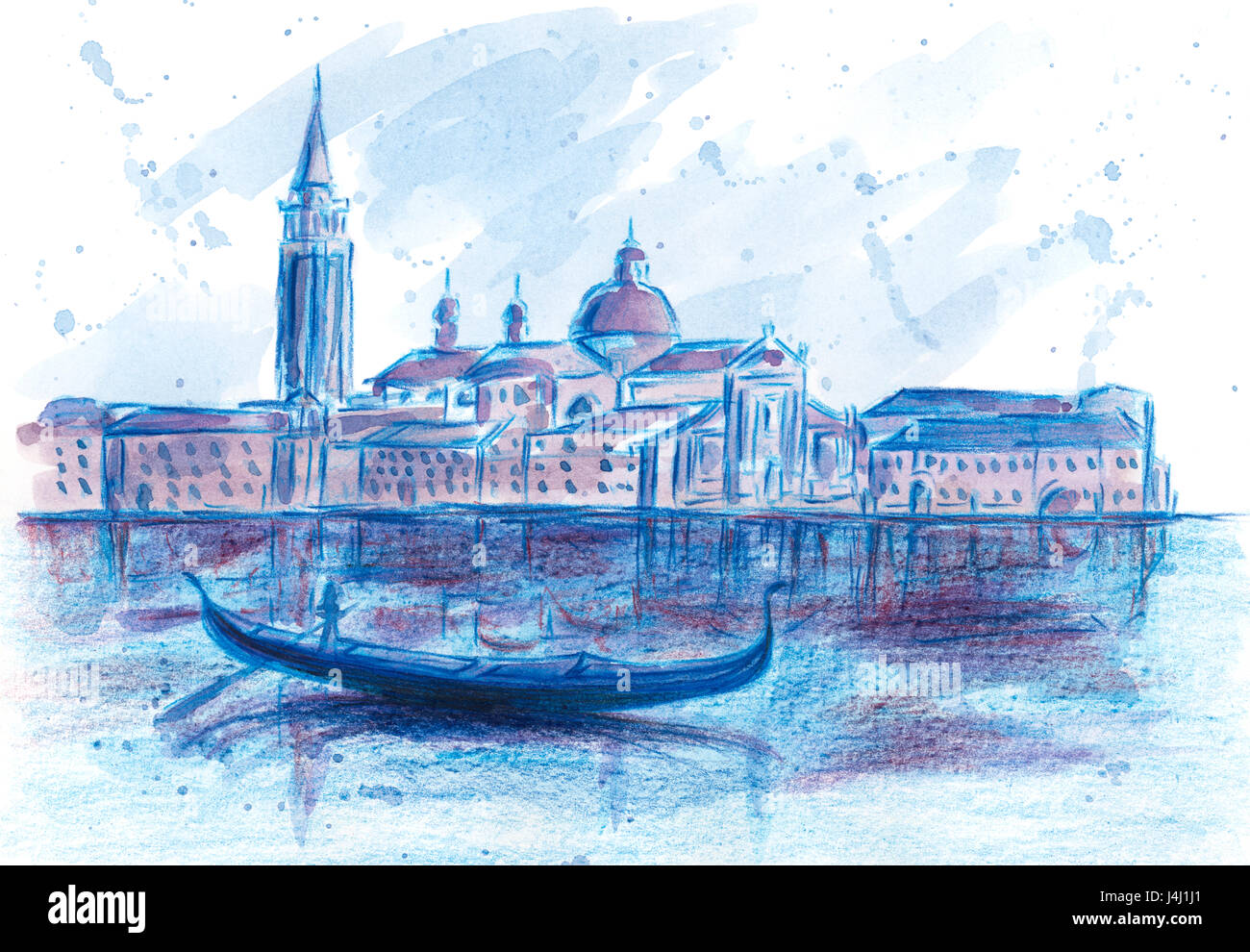 Coloured pencil landscape italy hi-res stock photography and images - Alamy