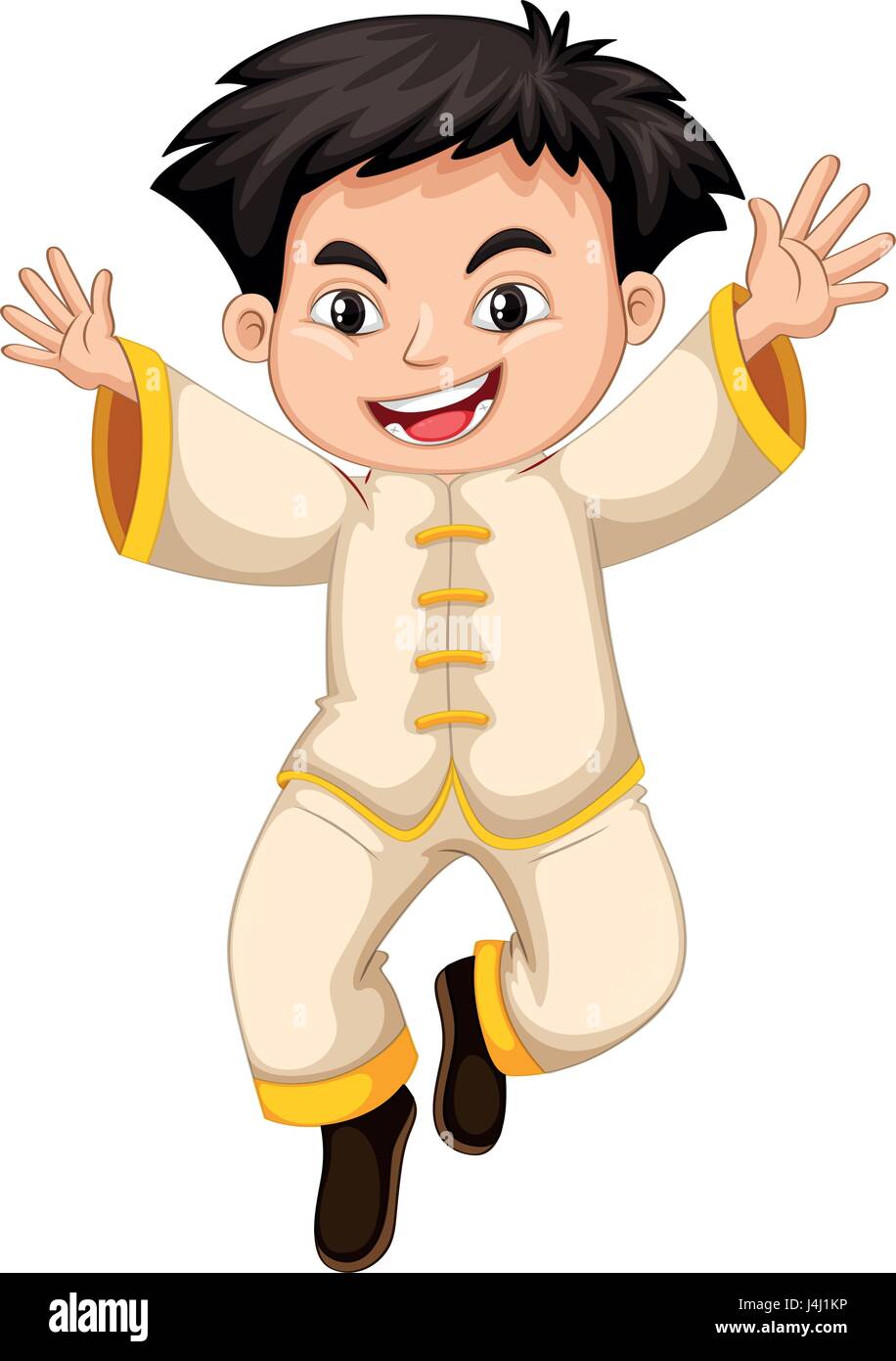 Chinese boy in white costume illustration Stock Vector Image & Art - Alamy