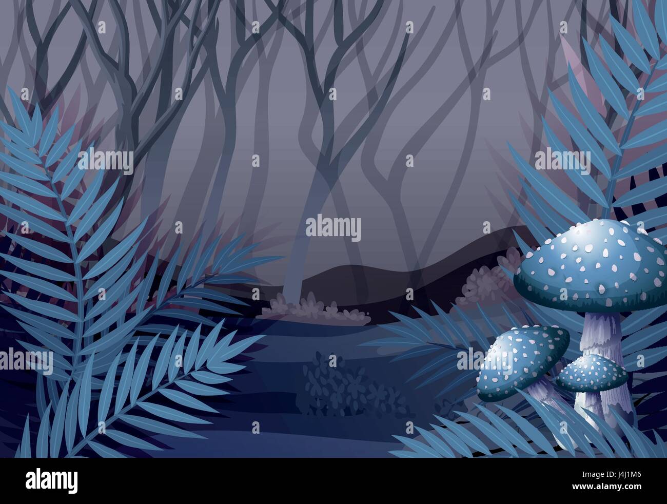Dark forest night fog Stock Vector Images - Alamy