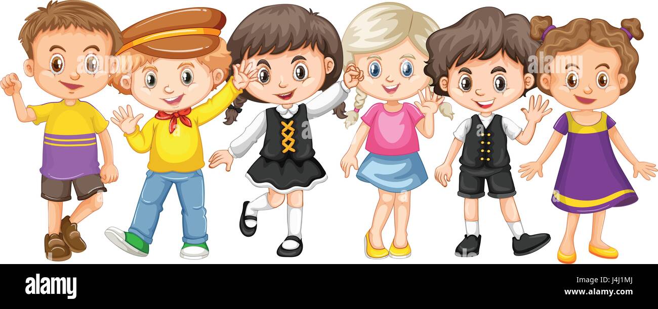 Many kids with happy face illustration Stock Vector Image & Art - Alamy