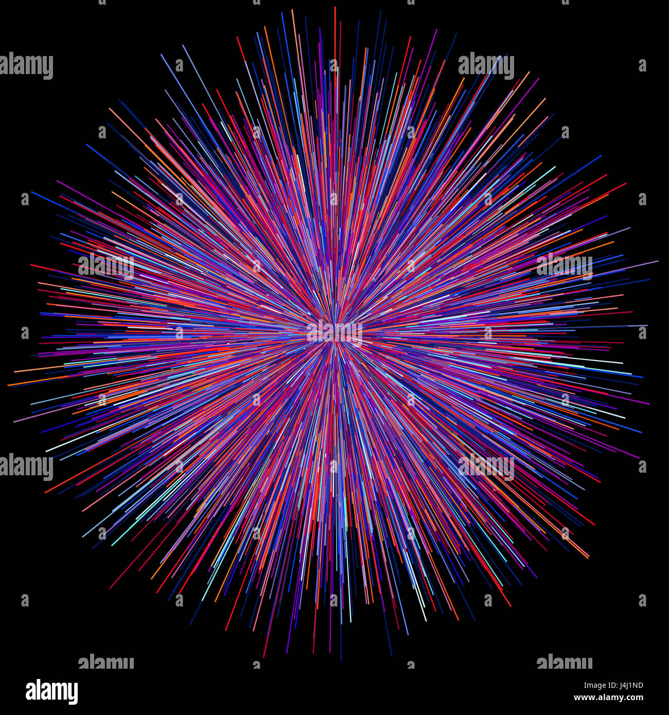 Abstract colorful explosion of fireworks against a dark background ...