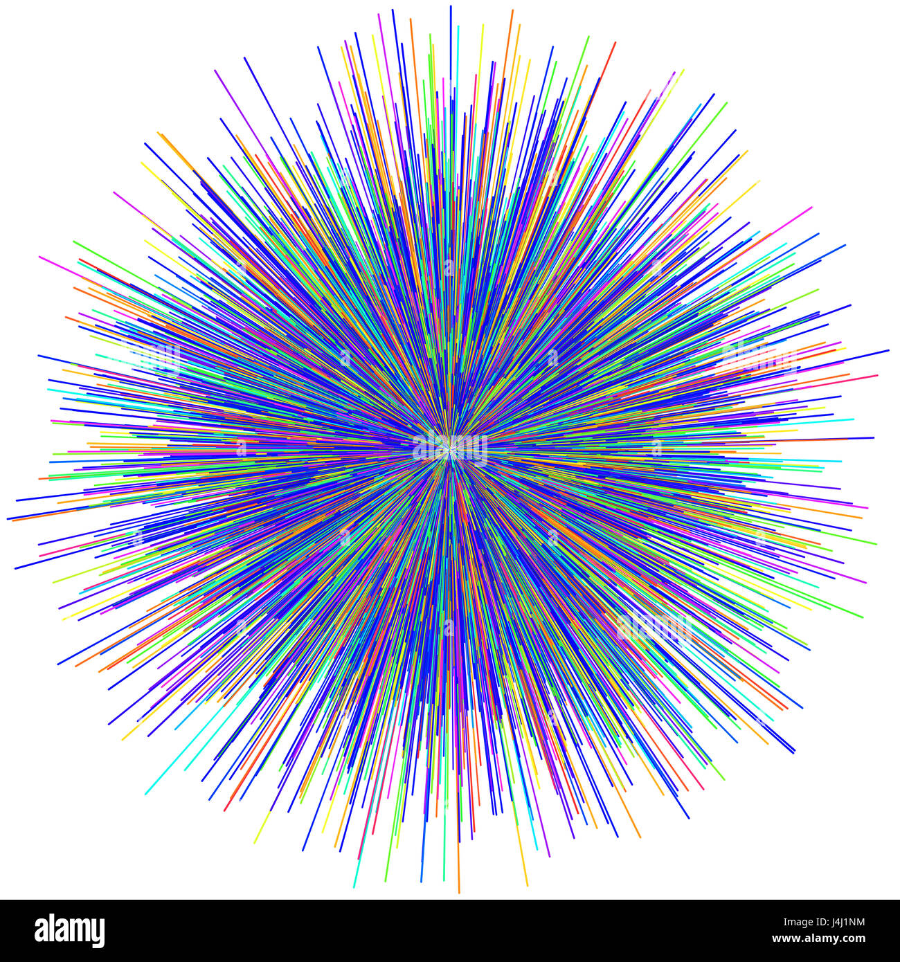 Abstract colorful explosion of fireworks against a white background ...