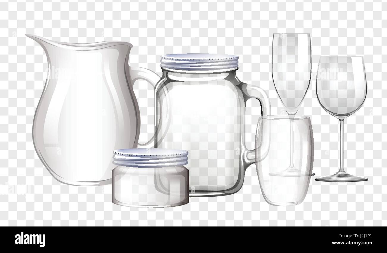 Different types of containers made of glass illustration Stock Vector ...
