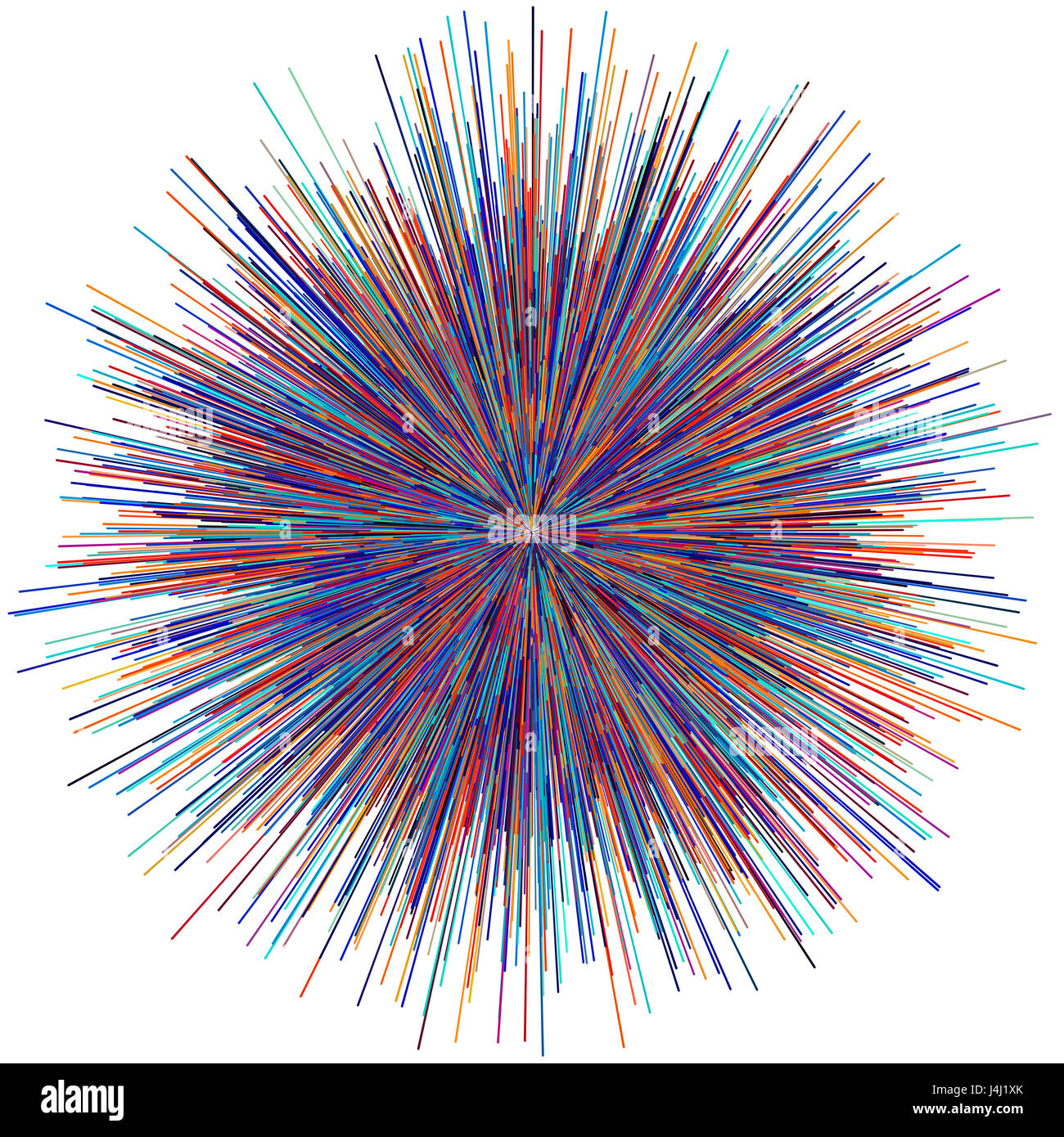 Abstract colorful explosion of fireworks against a white background ...