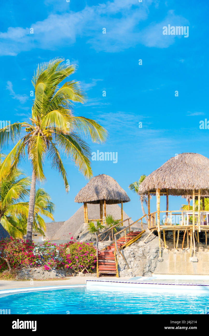 Beautiful luxury landscape around pool in hotel resort Stock Photo - Alamy