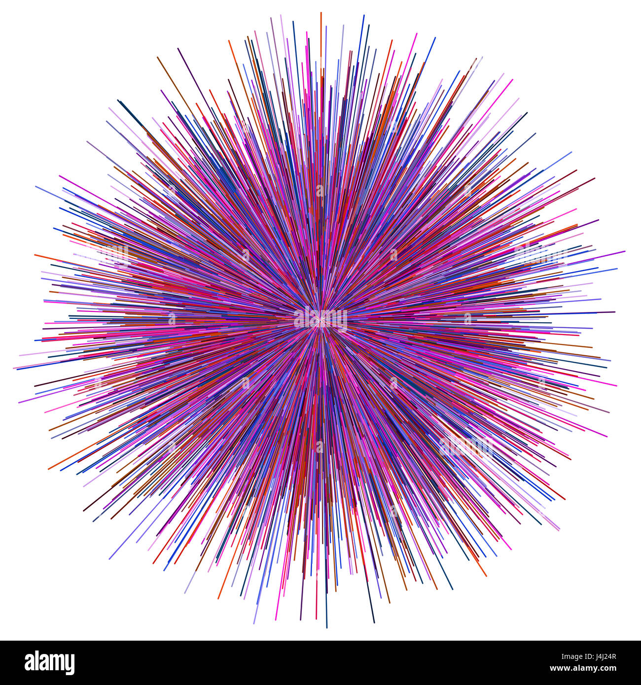 Abstract colorful explosion of fireworks against a white background ...