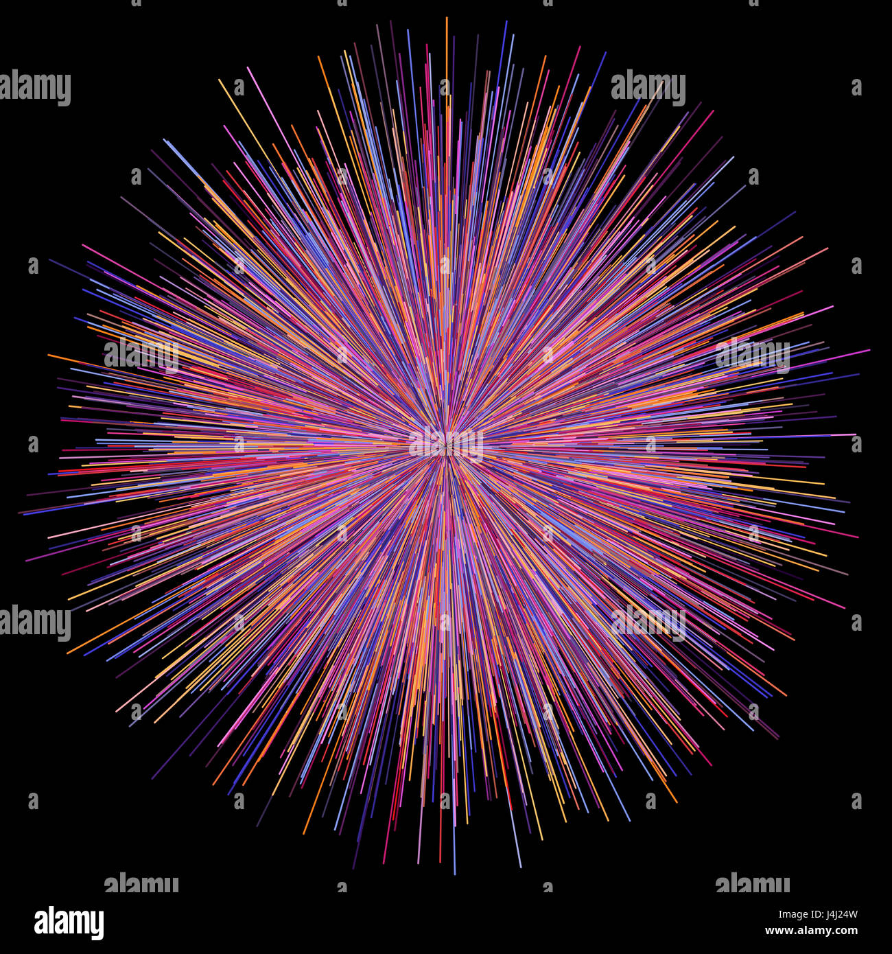 Abstract colorful explosion of fireworks against a dark background ...