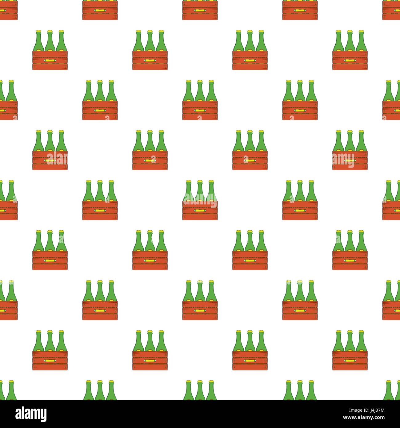 Beer bottles in wooden box pattern, cartoon style Stock Vector Image ...