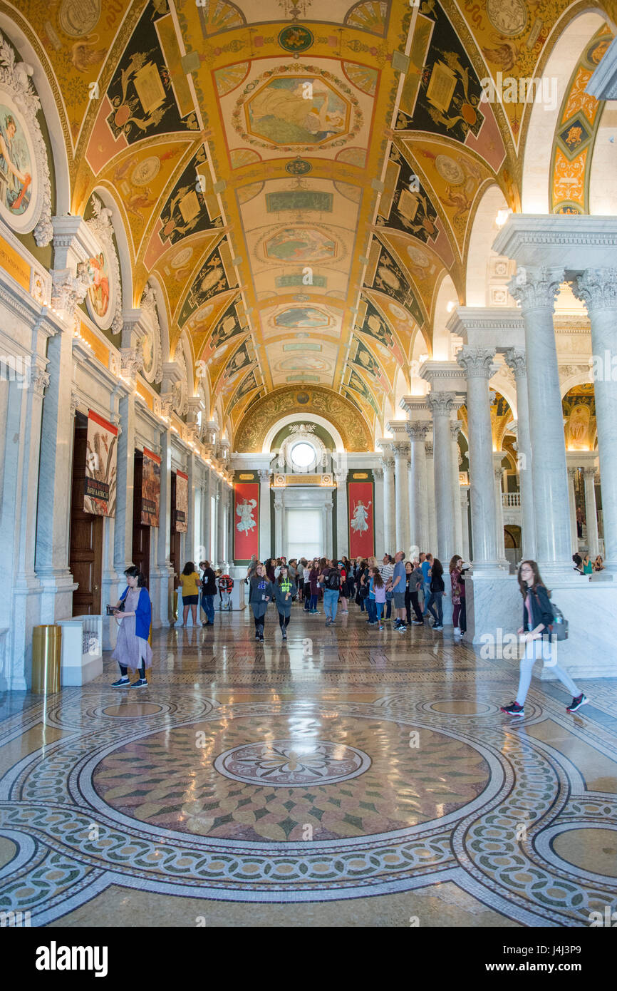 Mosaic floors and painted ceilings in the Thomas Jefferson Building of ...