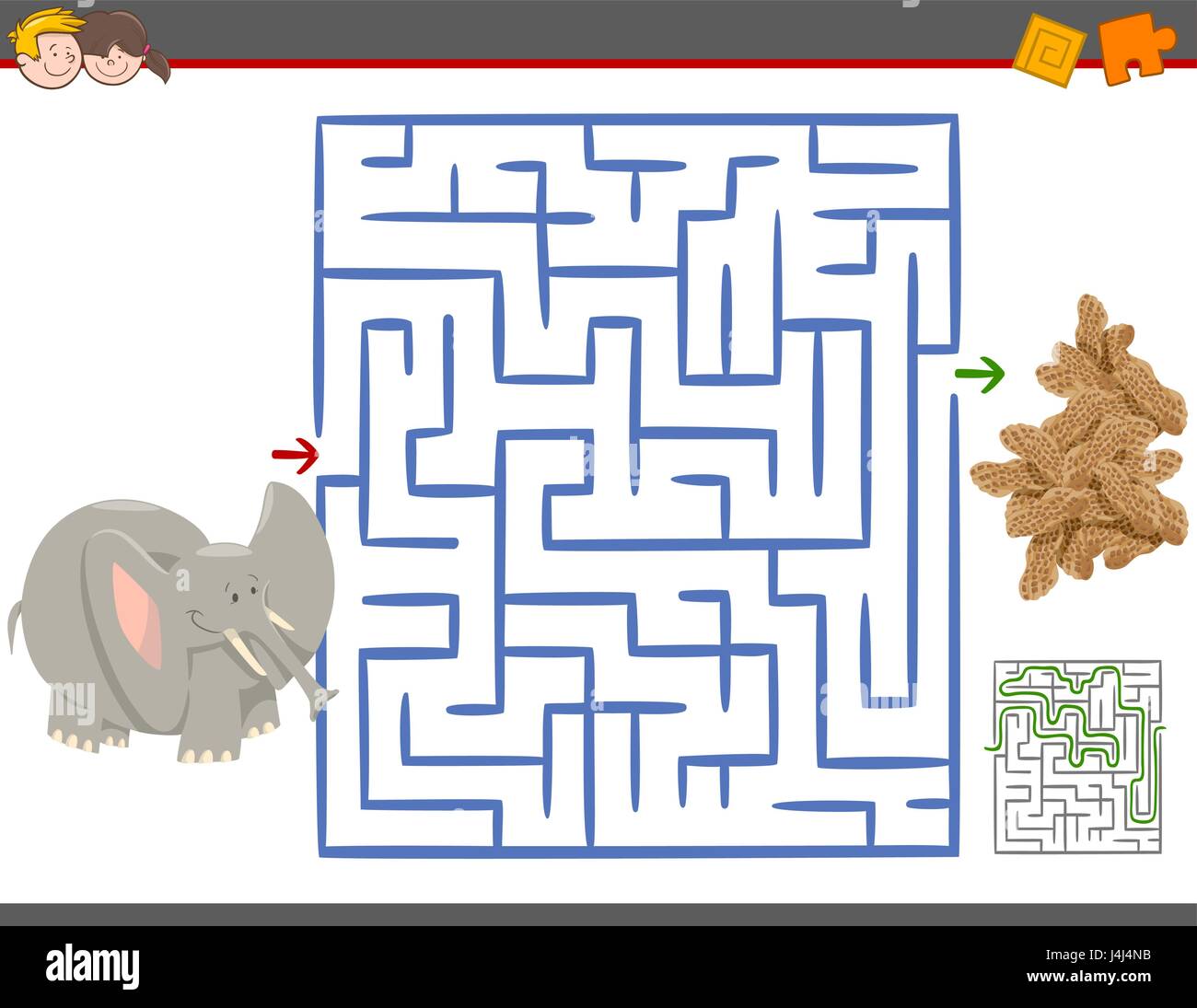 Cartoon Illustration of Education Maze or Labyrinth Leisure Game with ...