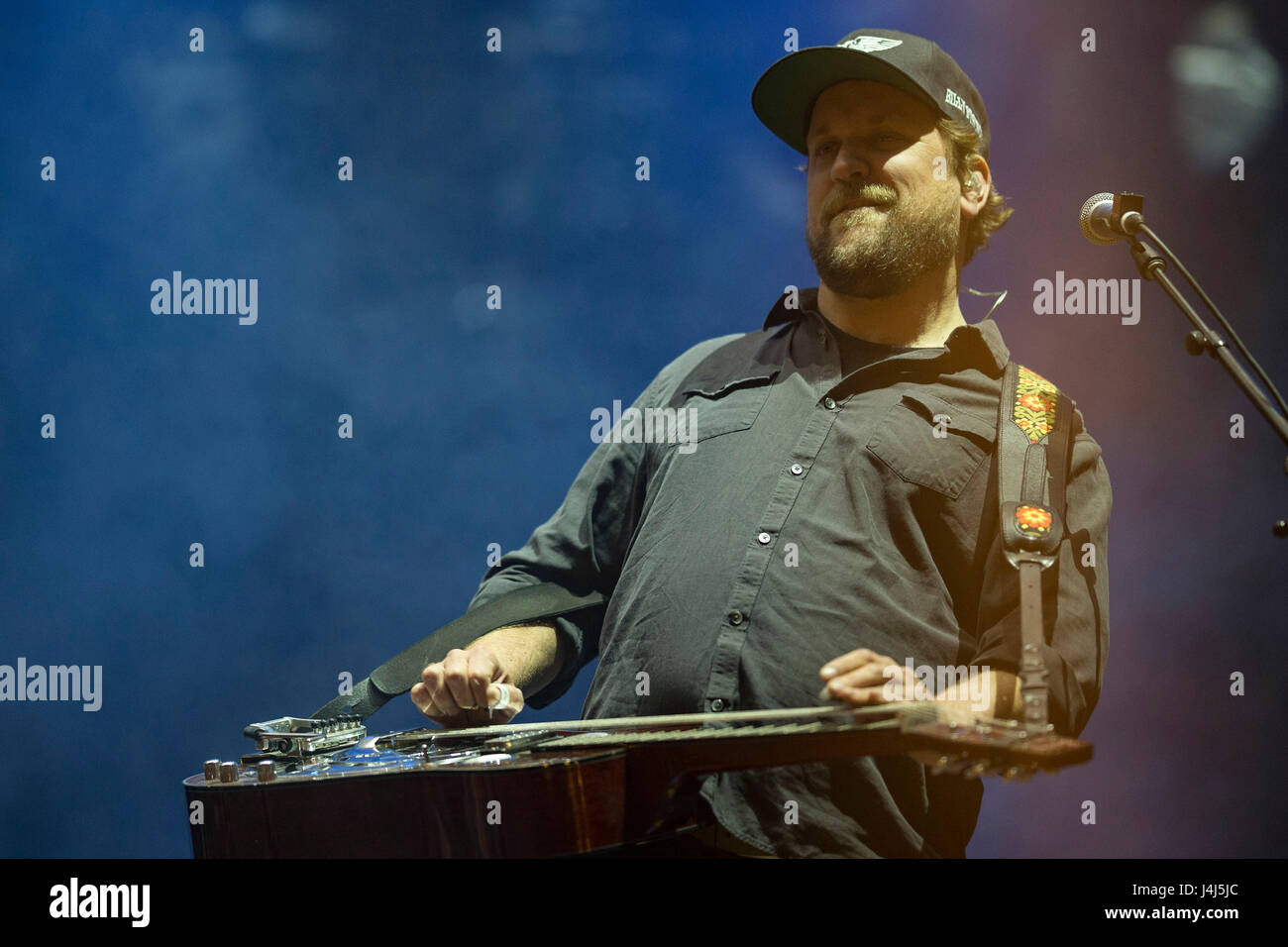 Anders Beck, dobroist of Greensky Bluegrass performs at the 2017 Beale ...