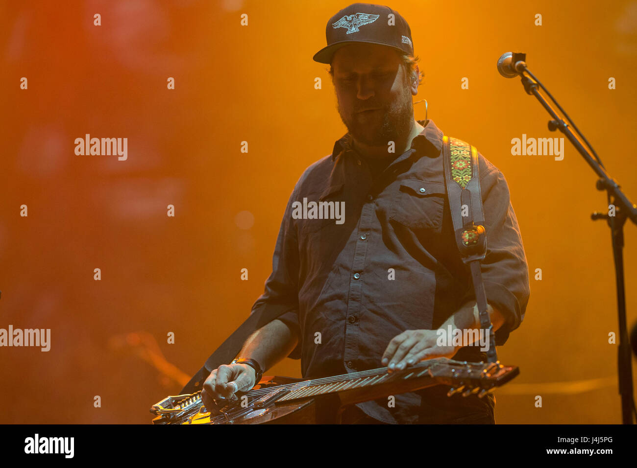 Anders Beck, dobroist of Greensky Bluegrass performs at the 2017 Beale ...