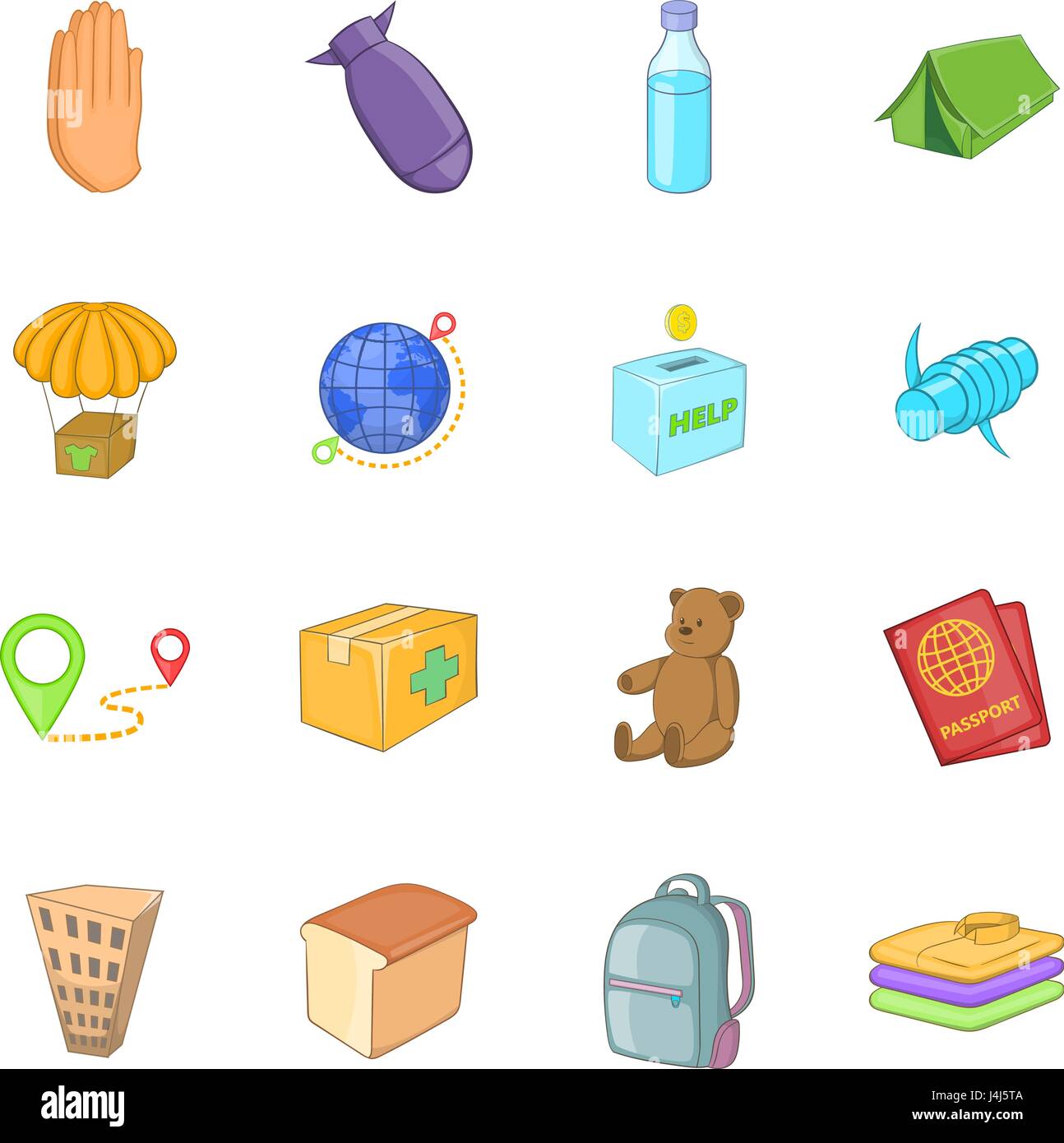Refugees icons set, cartoon style Stock Vector Image & Art - Alamy