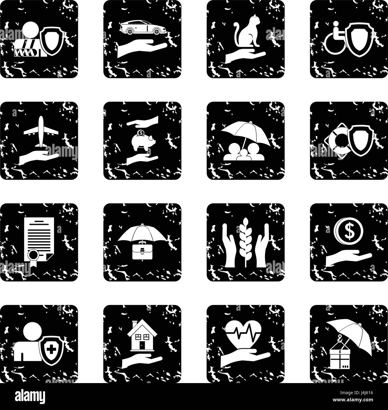 Insurance icons set, grunge style Stock Vector Image & Art - Alamy