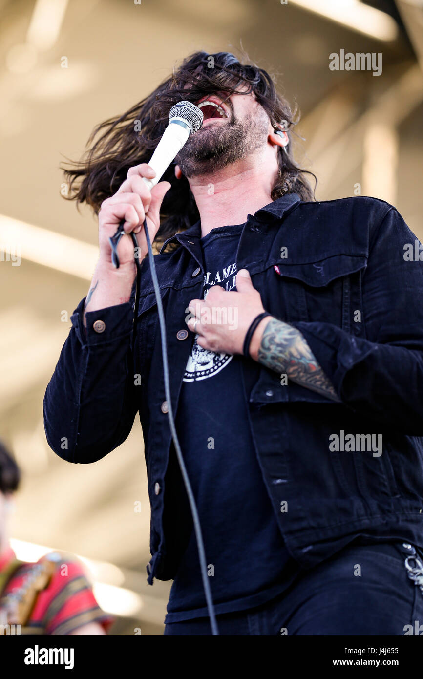 Adam Lazzara, vocalist of Taking Back Sunday performs at the 2017 Beale ...