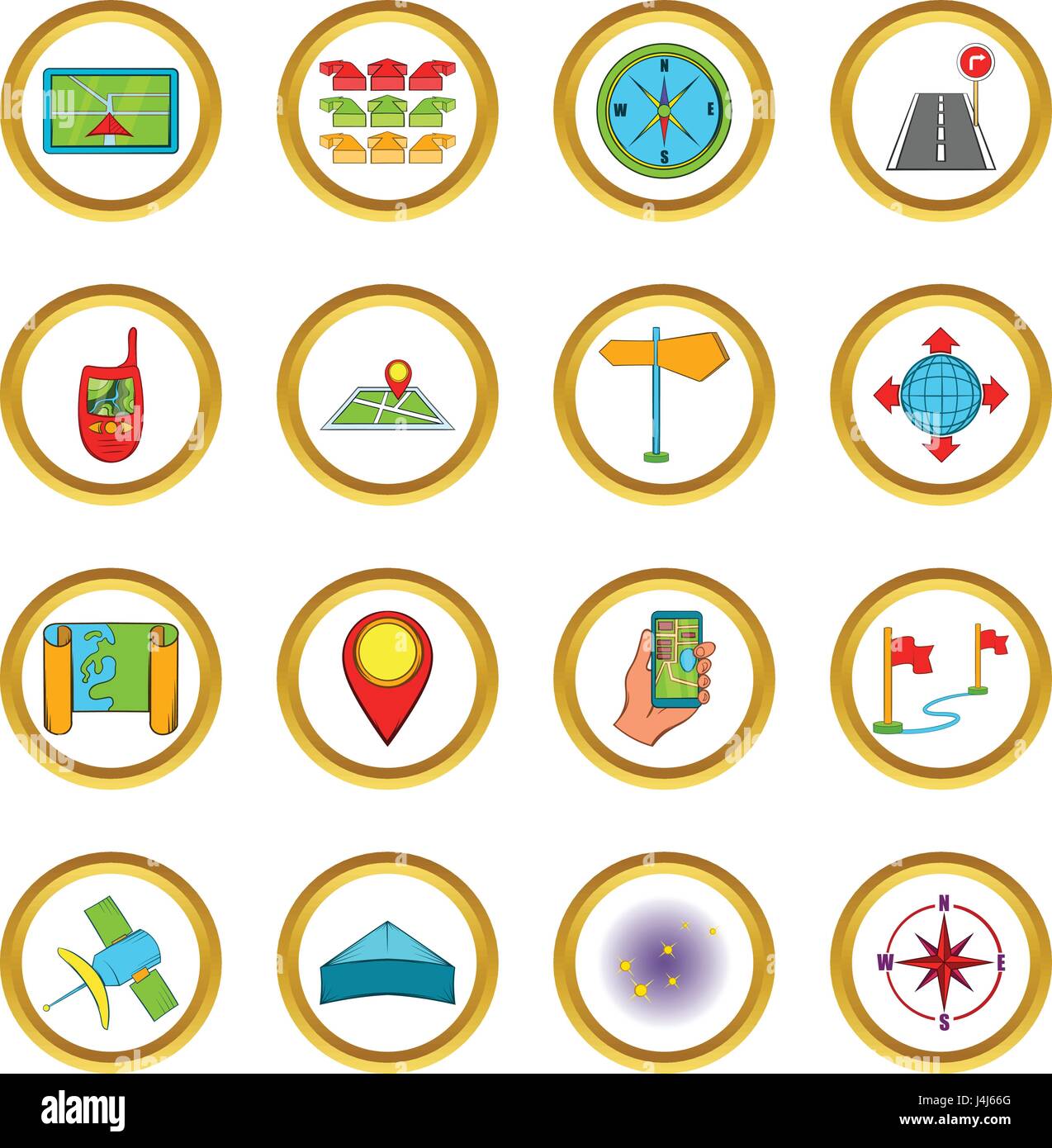 Navigation vector set, cartoon style Stock Vector Image & Art - Alamy
