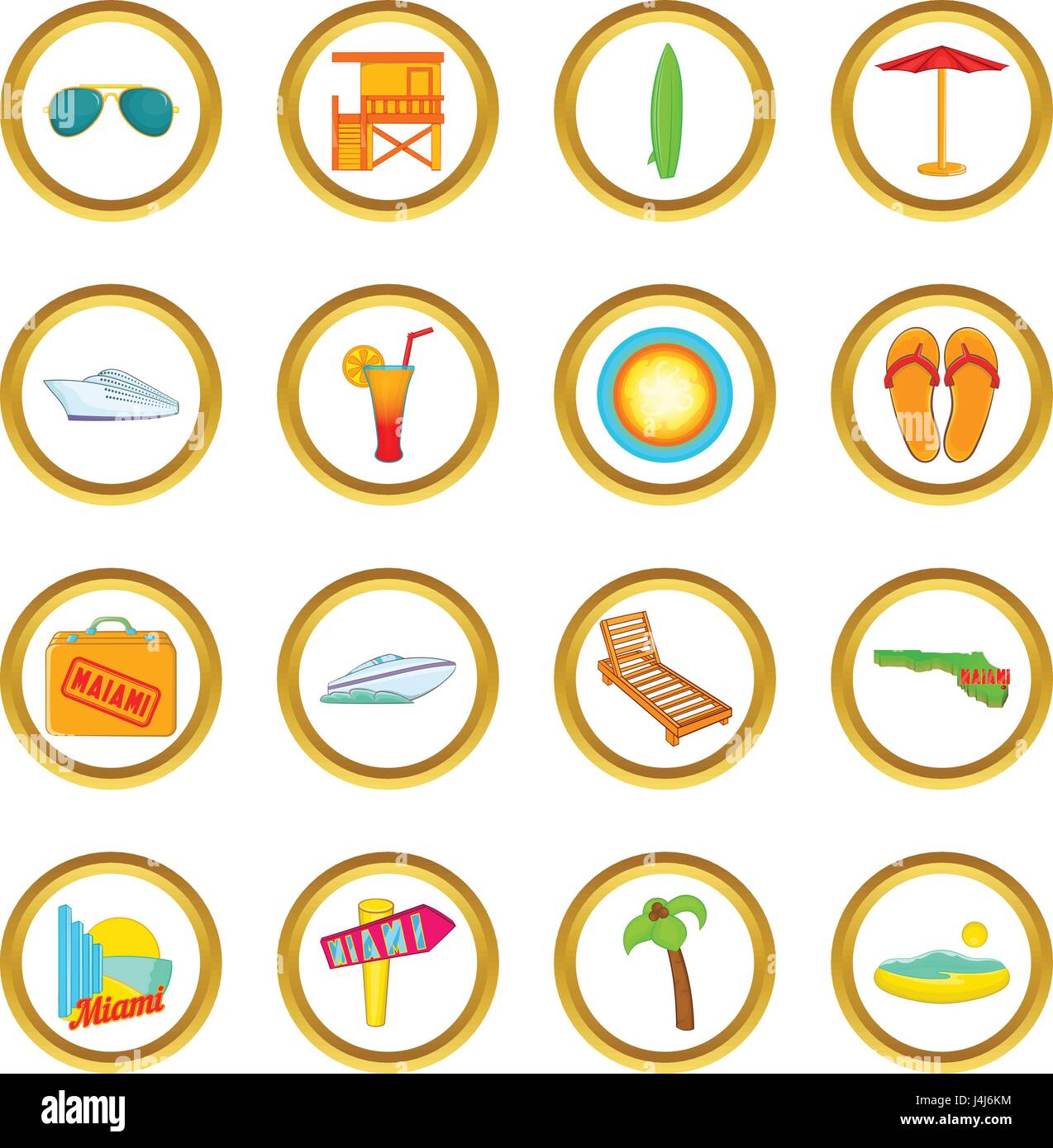 Miami vector set, cartoon style Stock Vector Image & Art - Alamy