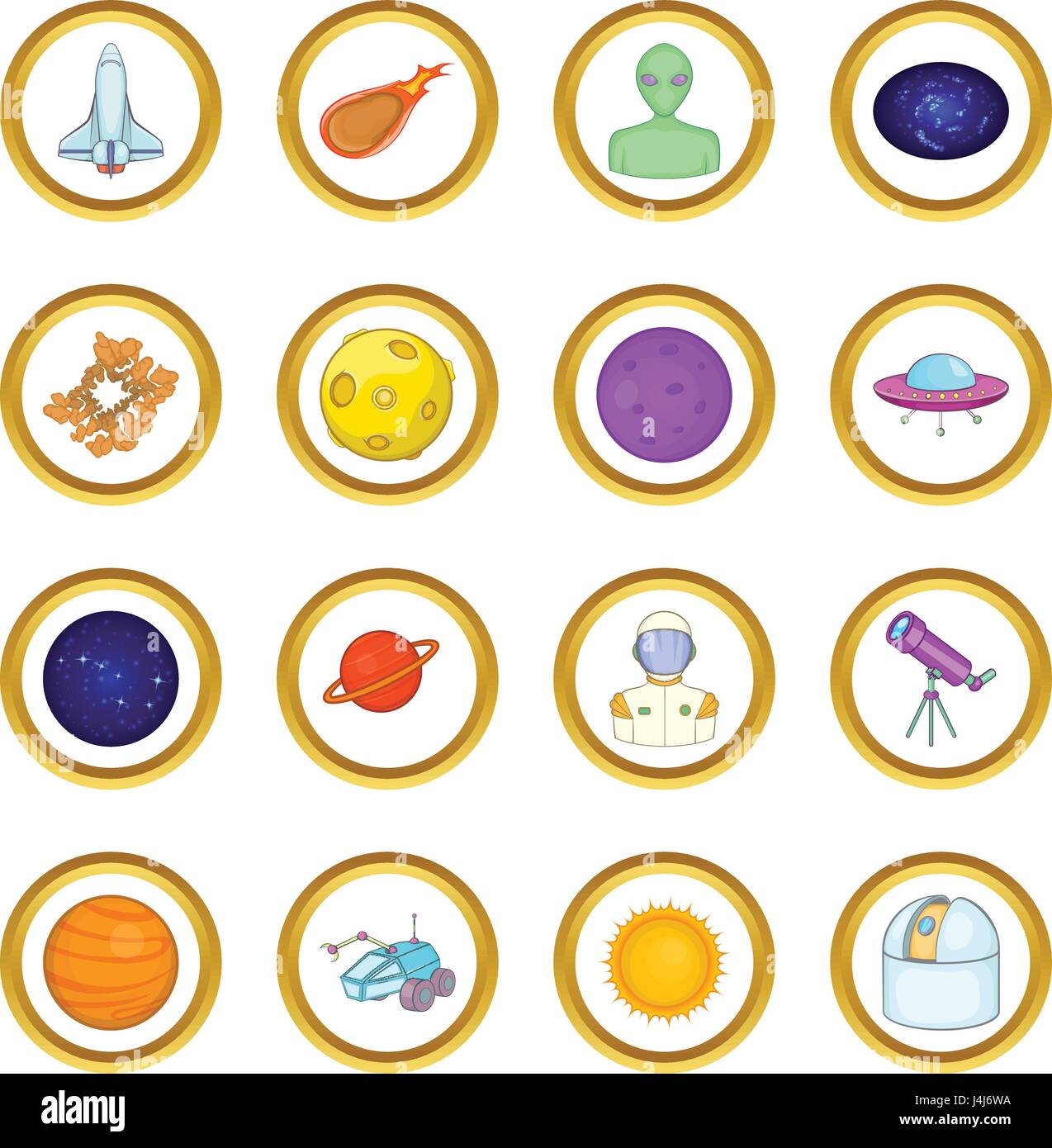 Space vector set, cartoon style Stock Vector Image & Art - Alamy