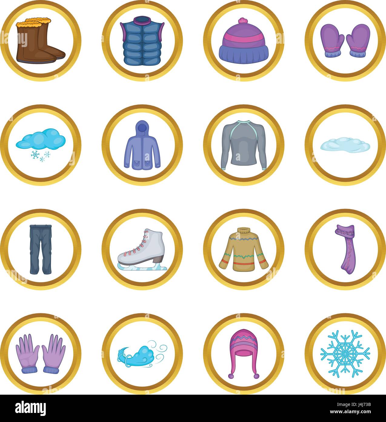 Winter clothes vector set, cartoon style Stock Vector Image & Art - Alamy