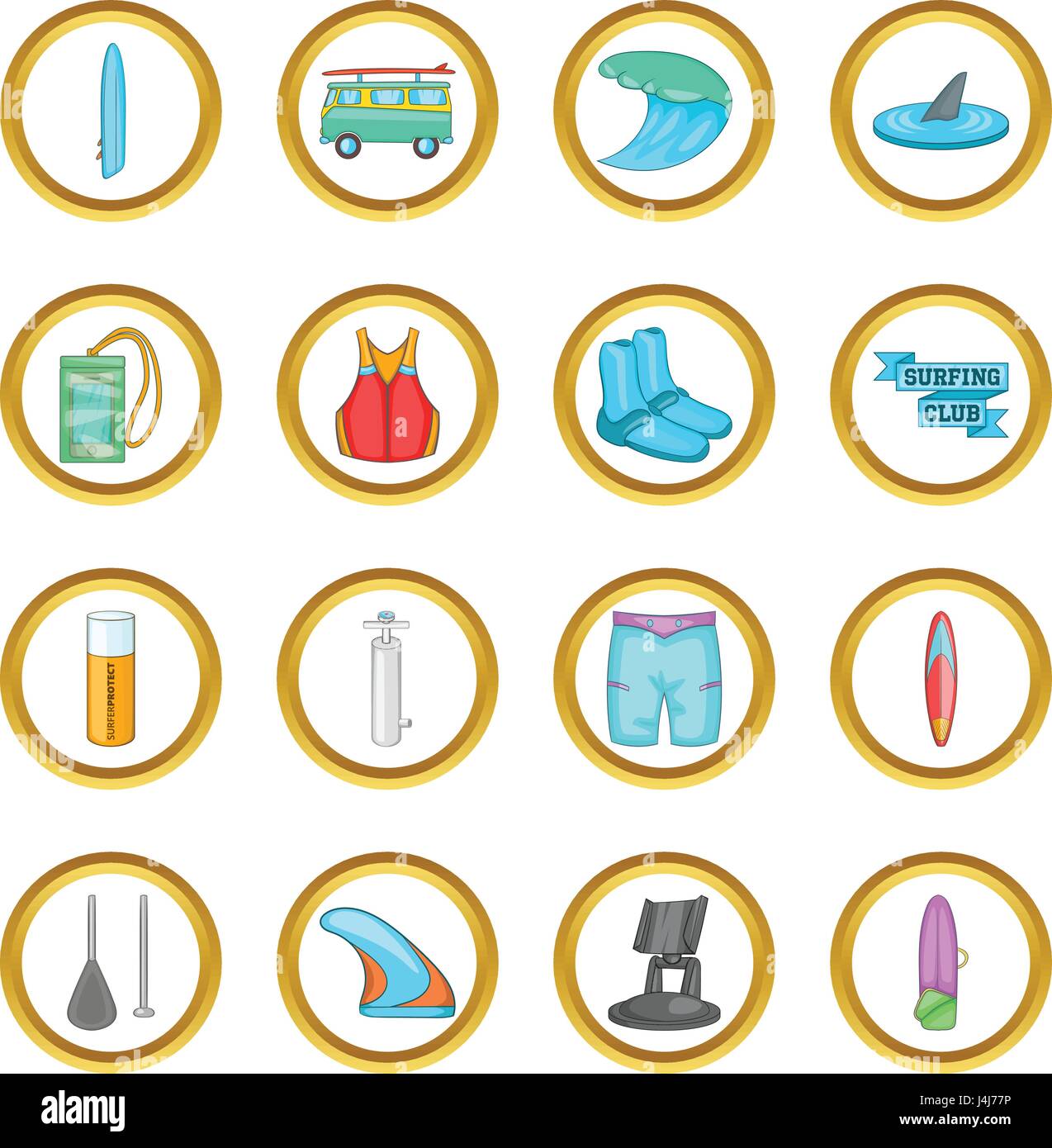 Surfing vector set, cartoon style Stock Vector Image & Art - Alamy