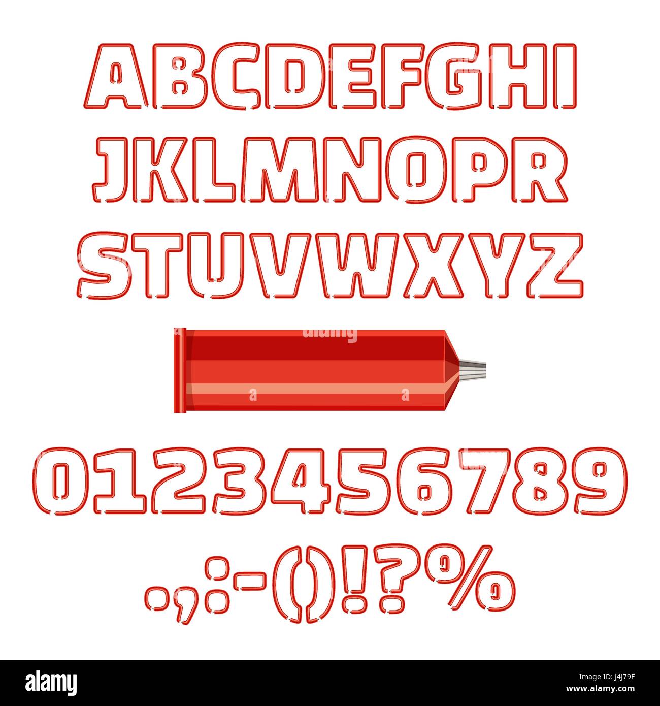 Tube alphabet with numbers vector illustration Stock Vector Image & Art ...