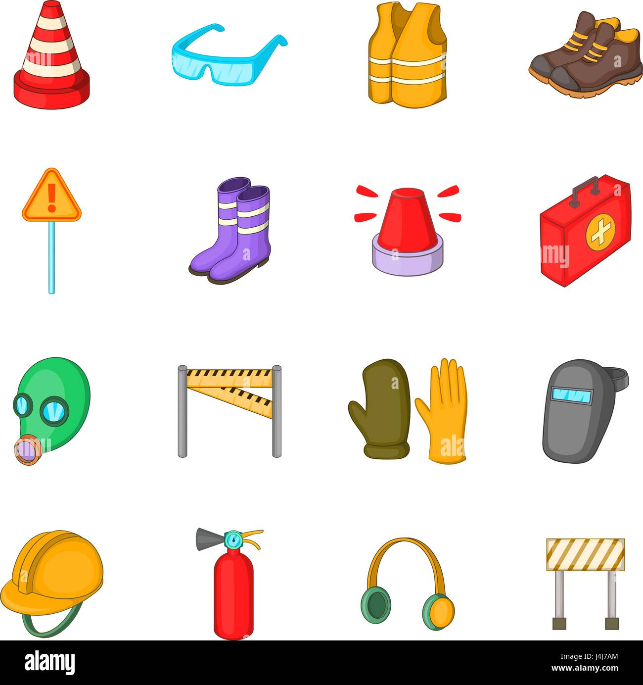 Safety work icons set, cartoon style Stock Vector Image & Art - Alamy