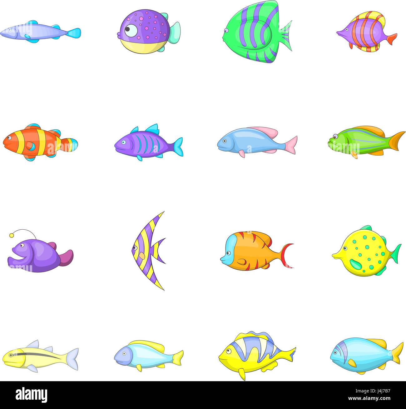 Different fish icons set, cartoon style Stock Vector Image & Art - Alamy