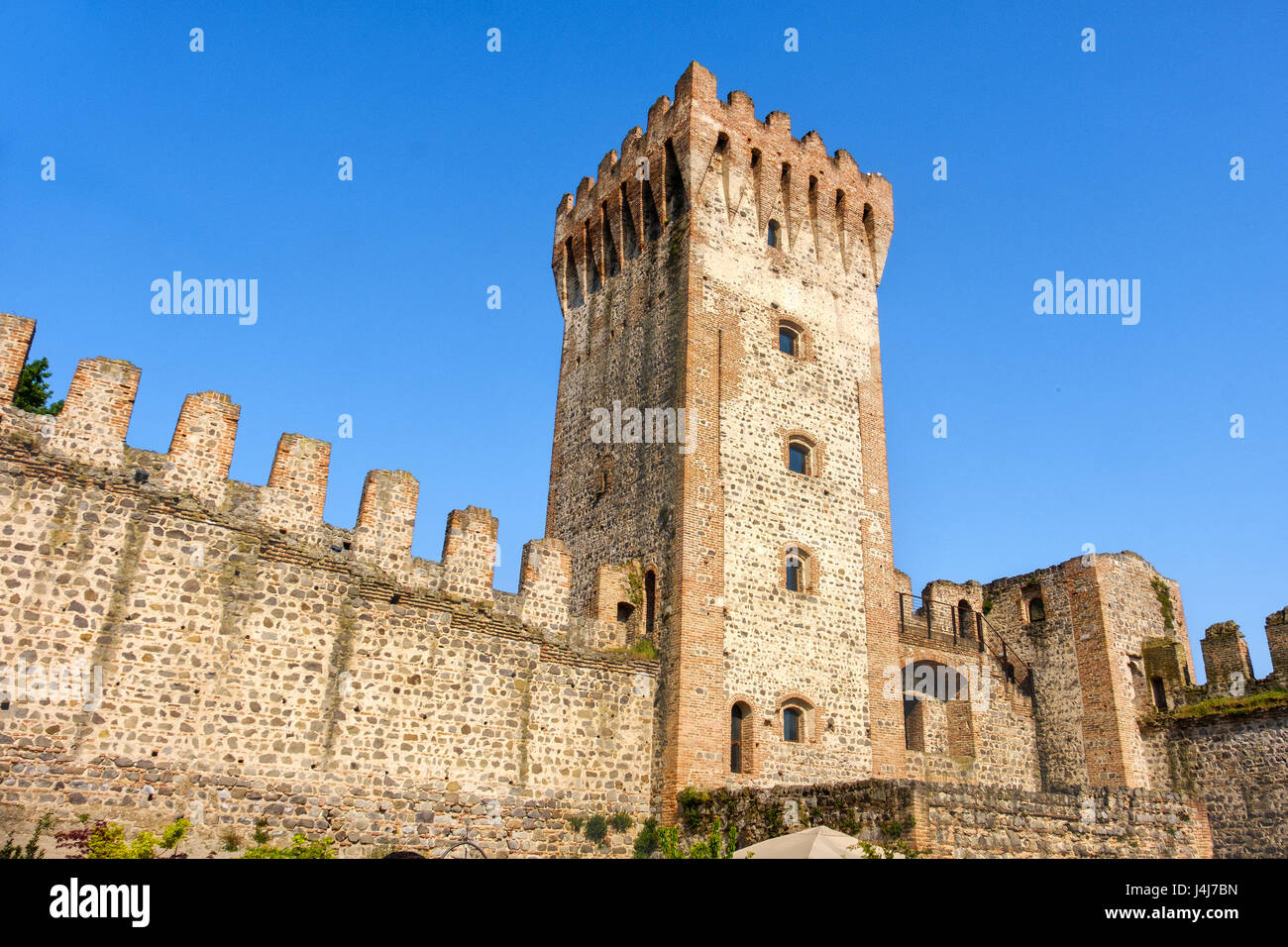 fortified walls of Este castle ruin, Padua province , Veneto region ...