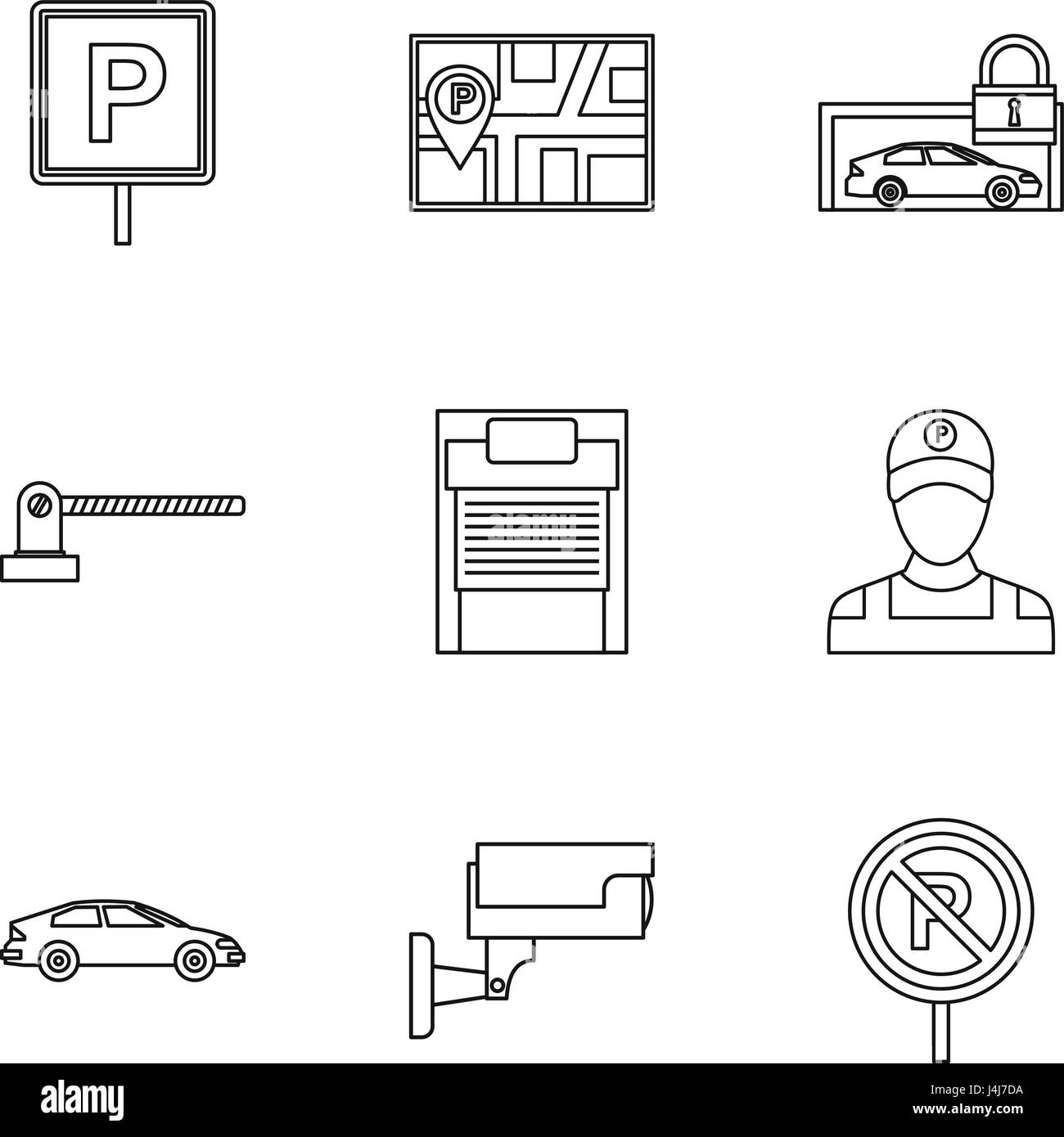 Parking area icons set, outline style Stock Vector Image & Art - Alamy