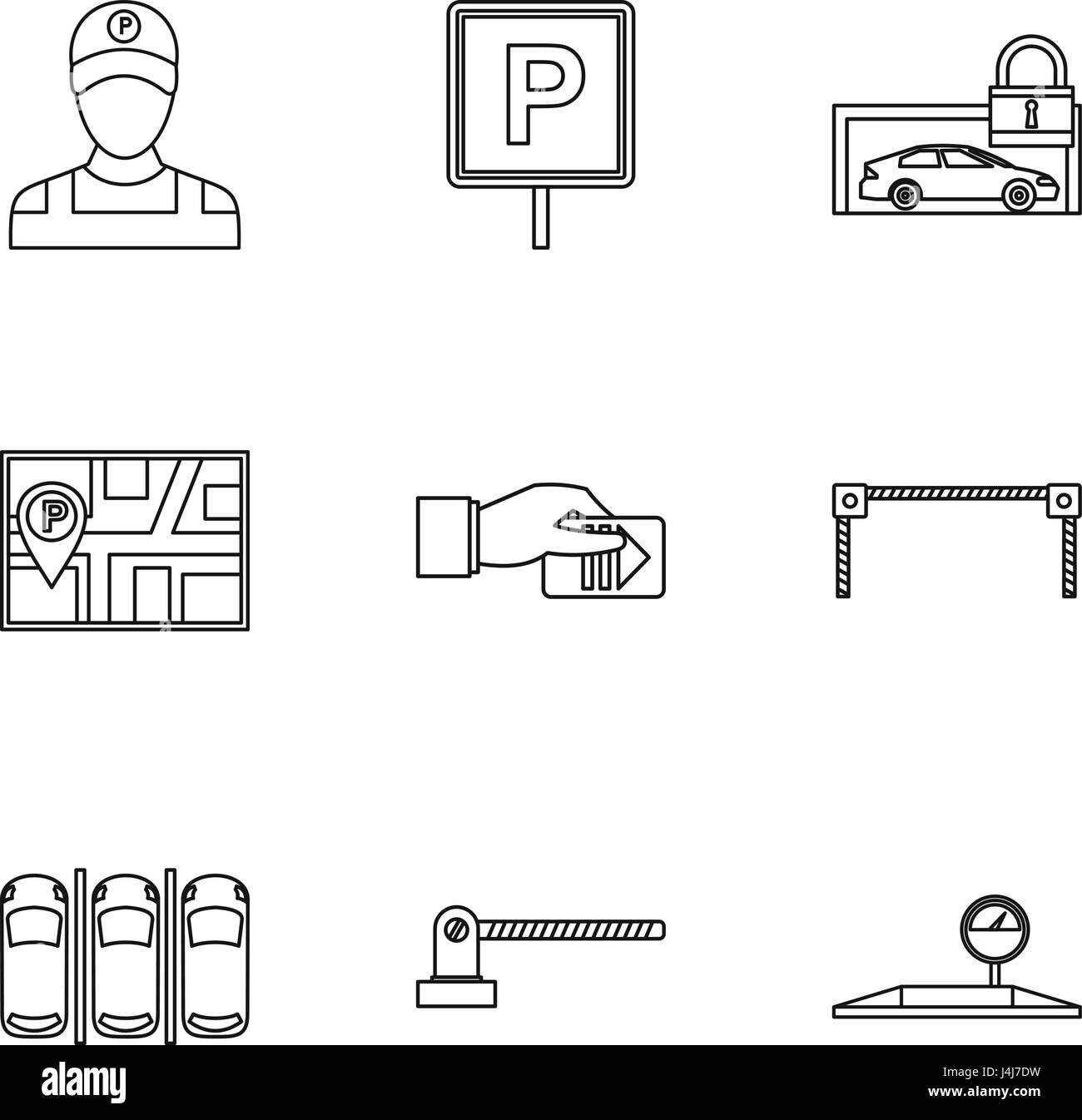 Valet parking icons set, outline style Stock Vector Image & Art - Alamy