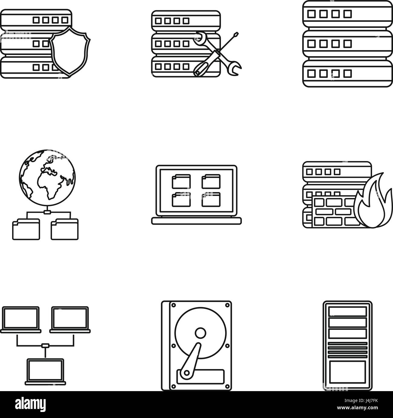 Computer data icons set, outline style Stock Vector Image & Art - Alamy
