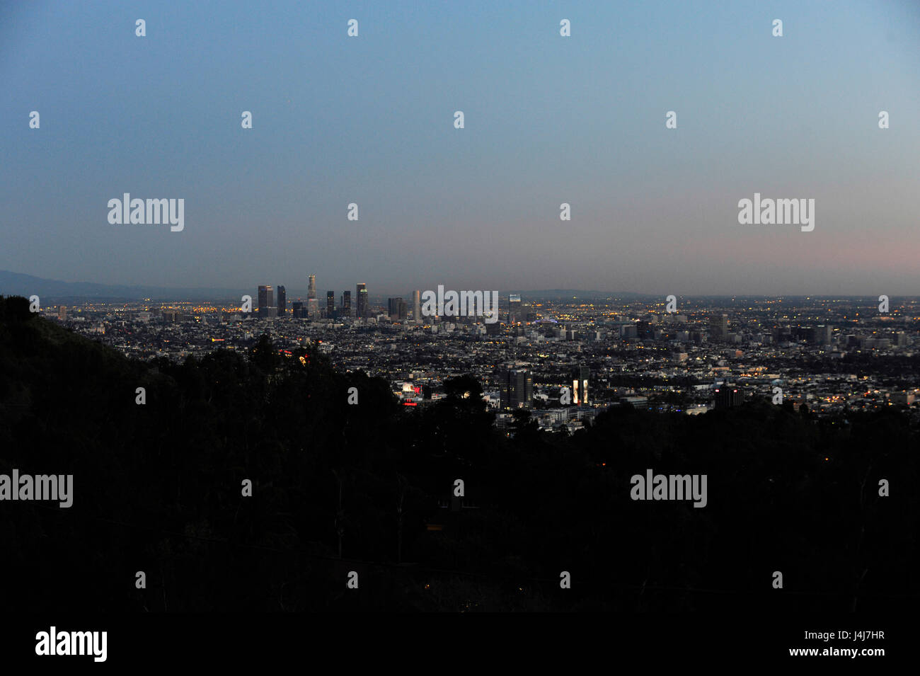 Downtown Los Angeles view from Hollywood on a clear day with views of ...