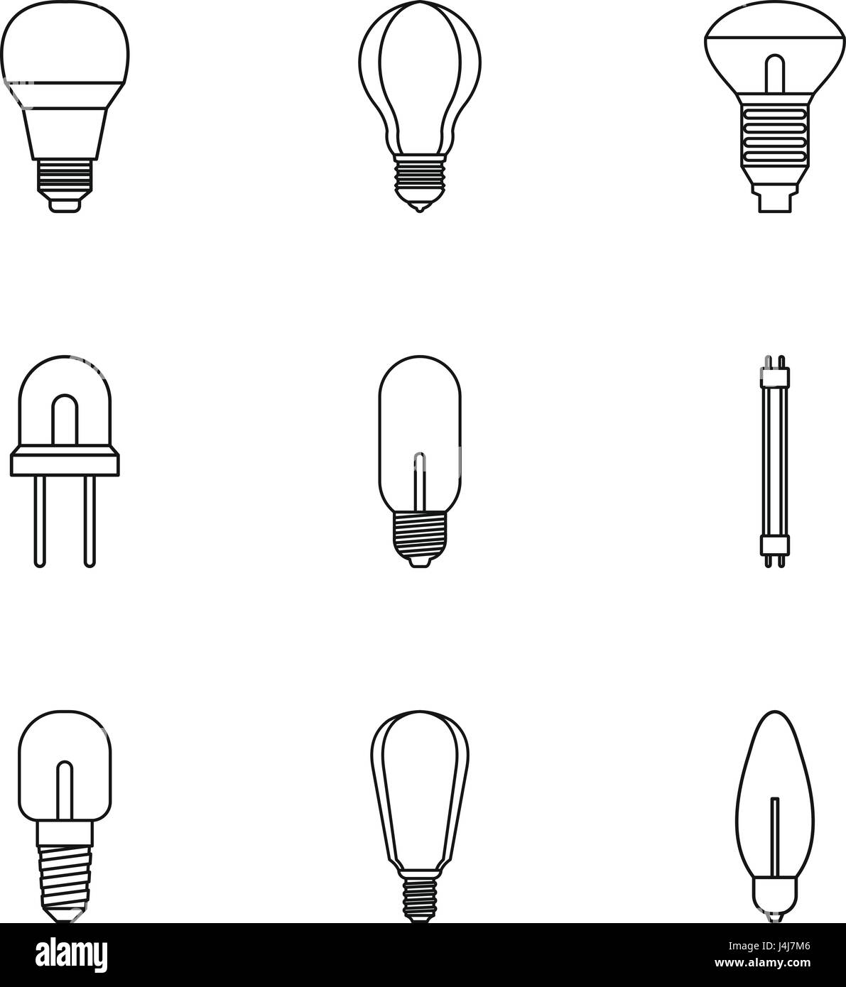 Types of lamps icons set, outline style Stock Vector Image & Art - Alamy