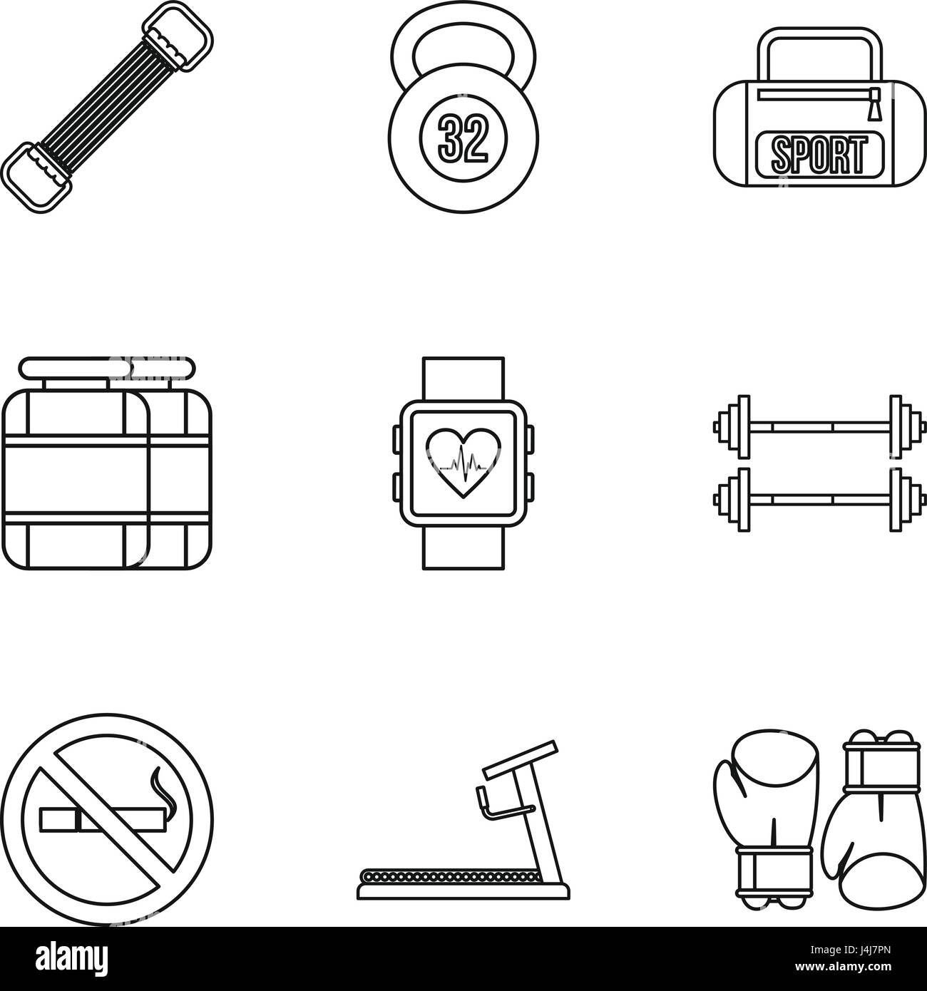 Workout icons set, outline style Stock Vector Image & Art - Alamy