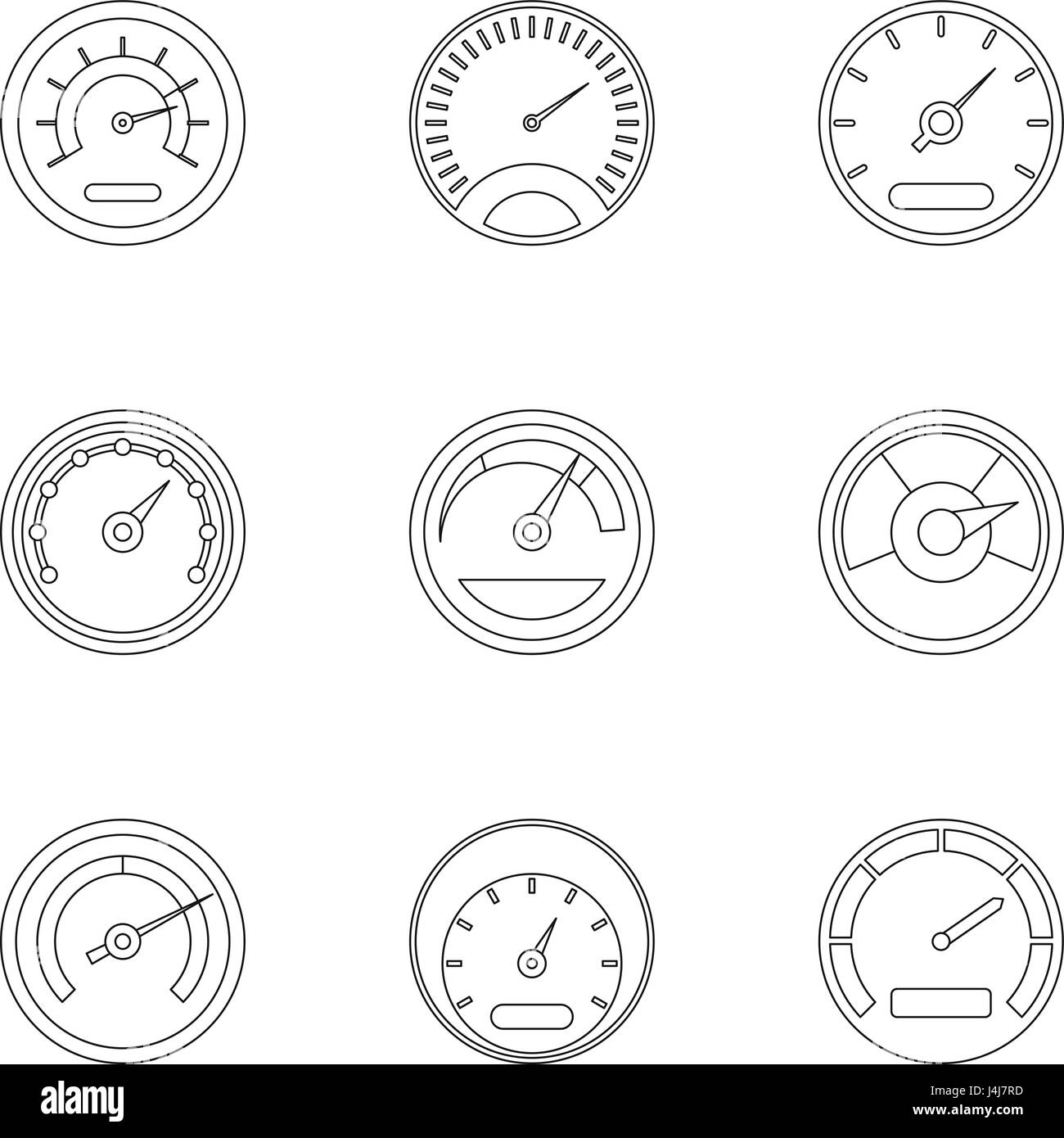 Speedometer for transport icons set, outline style Stock Vector Image ...