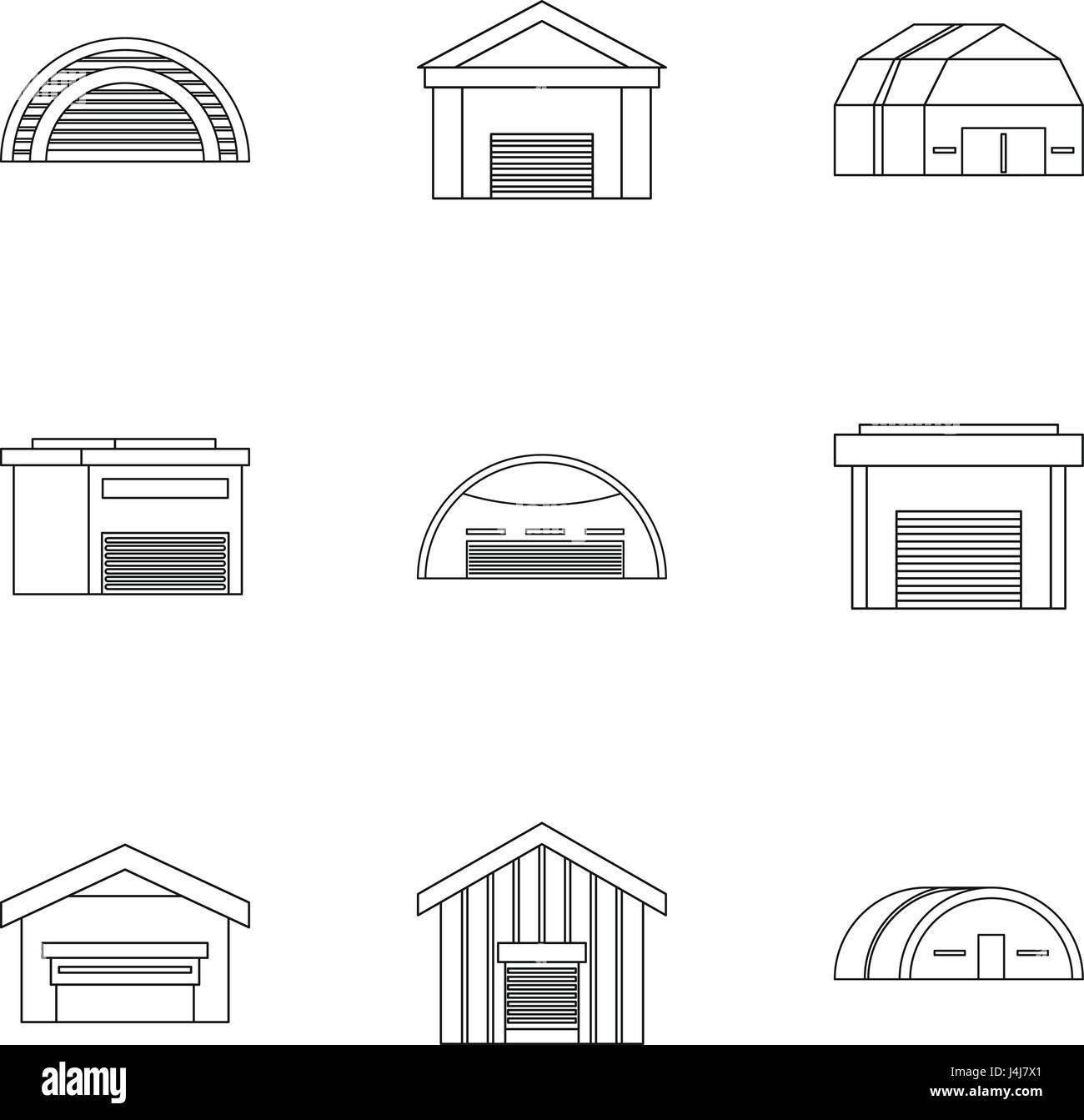 Types of warehouse icons set, outline style Stock Vector Image & Art ...