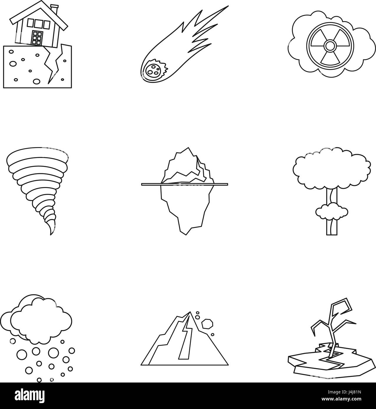 Natural catastrophe icons set, outline style Stock Vector Image & Art ...