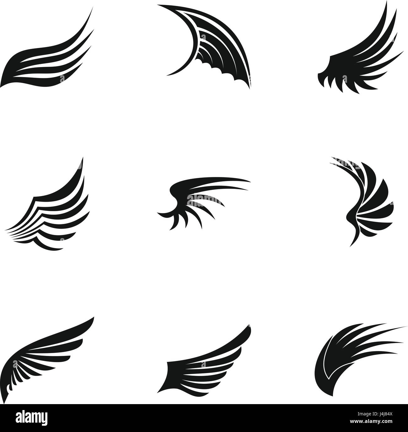 Different wings icons set, simple style Stock Vector Image & Art - Alamy