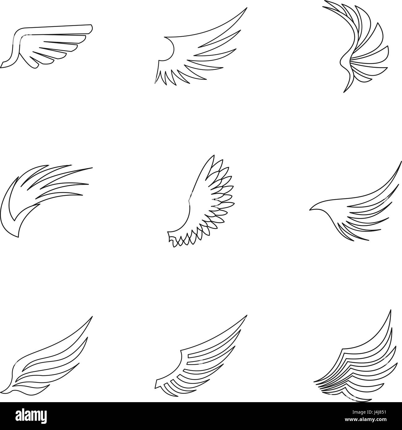 Wings icons set, outline style Stock Vector Image & Art - Alamy