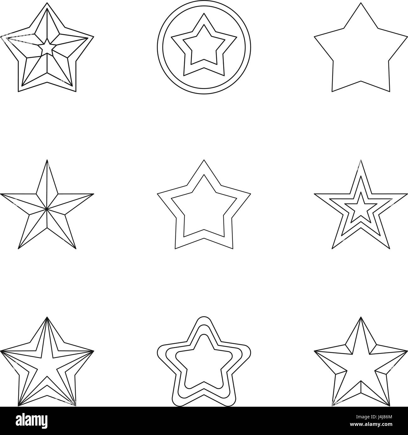 Star icons set, outline style Stock Vector Image & Art - Alamy