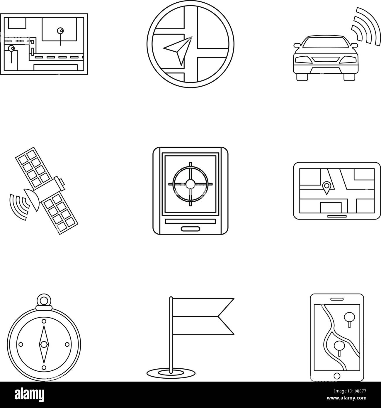 GPS icons set, outline style Stock Vector Image & Art - Alamy