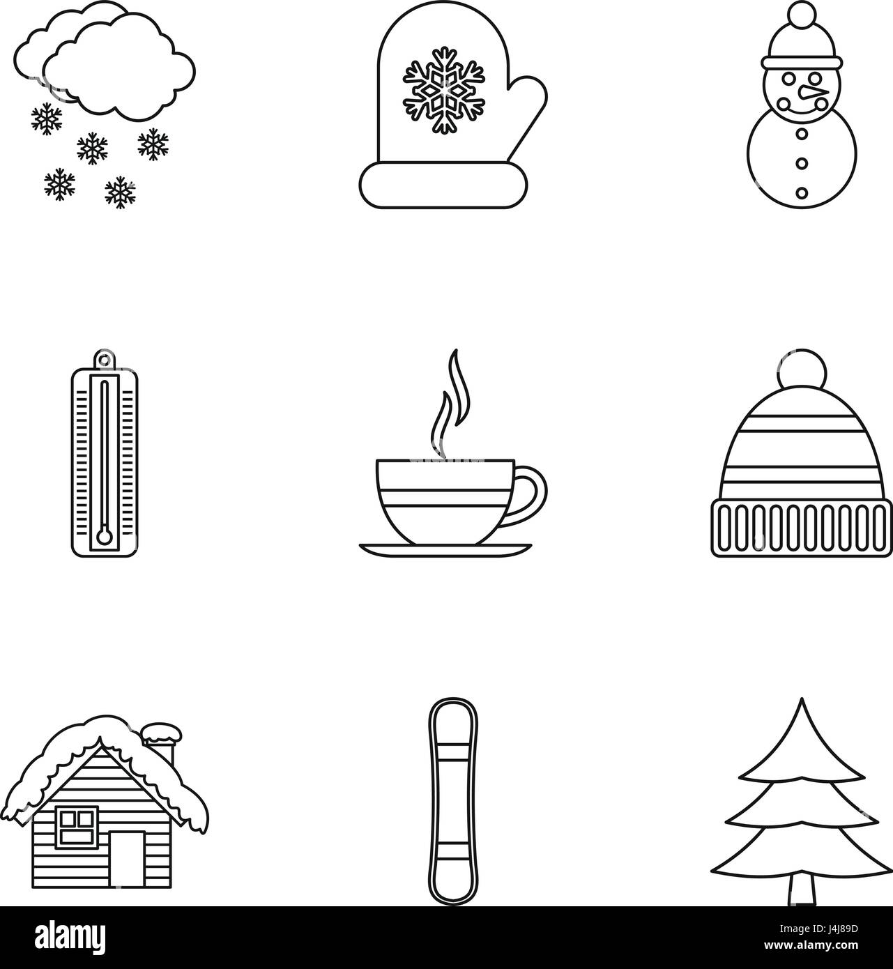 Winter frost icons set, outline style Stock Vector Image & Art - Alamy